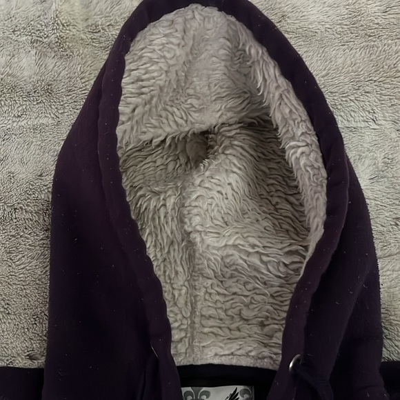 YMI | Tops | Purple Angel Wing Sweatshirt M Faux Fur Lined Hood Heart ...
